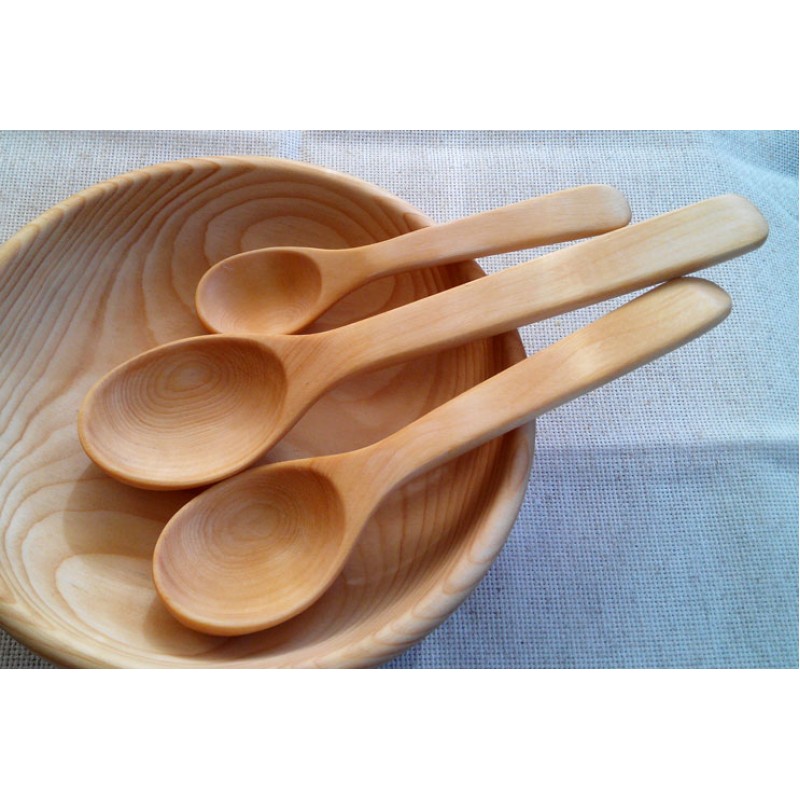 Set of 3 cedar spoons (15-20-24 cm), handmade craft