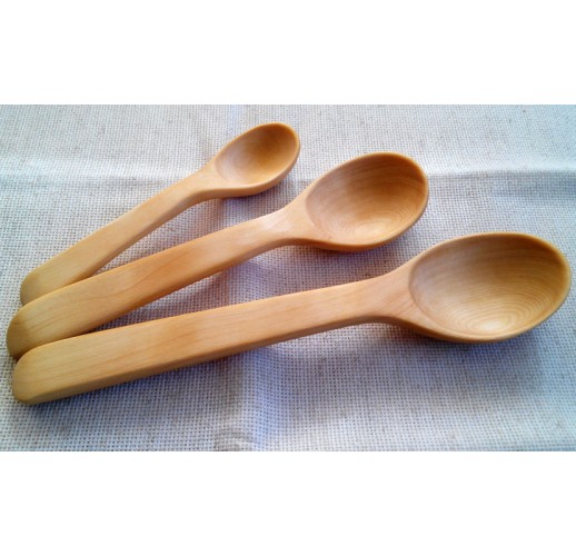 Set of 3 cedar spoons (15-20-24 cm), handmade craft