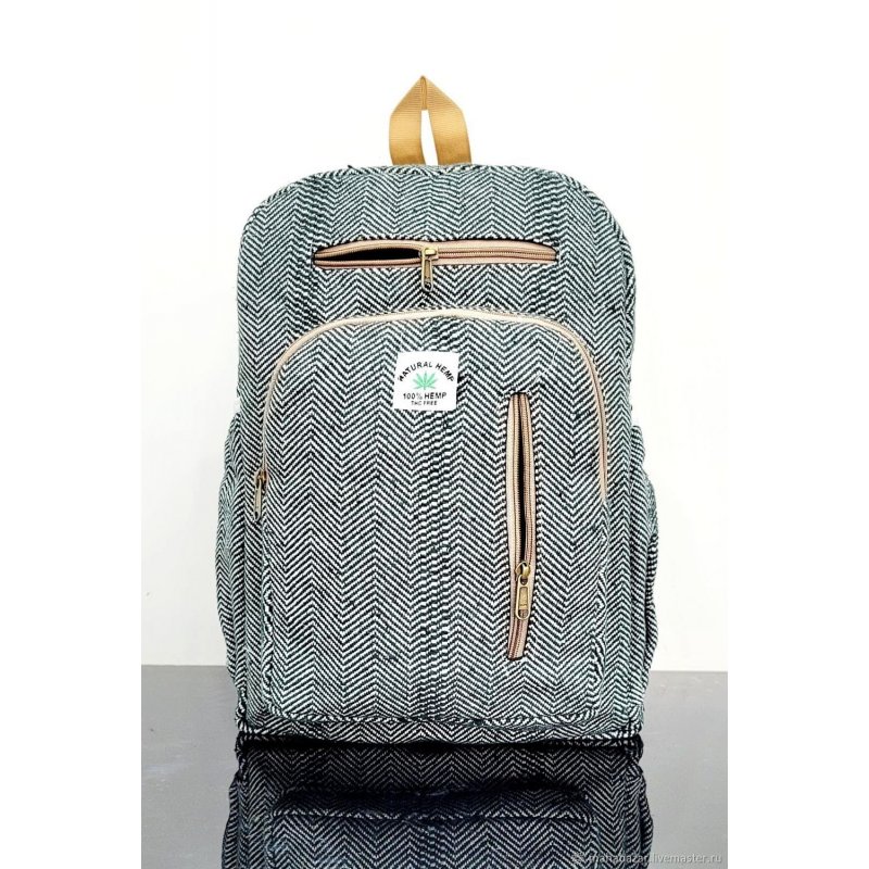 Hemp backpack Gray: handmade craft