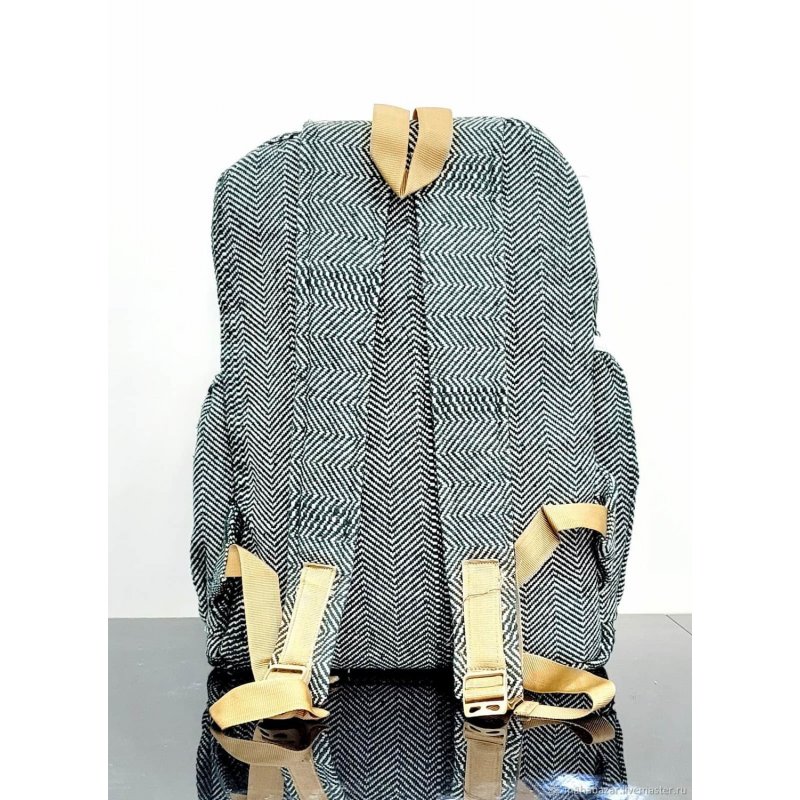 Hemp backpack Gray: handmade craft