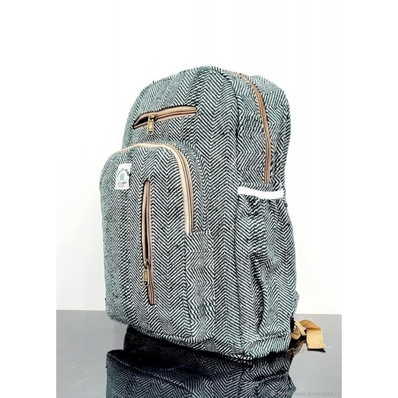 Hemp backpack Gray: handmade craft